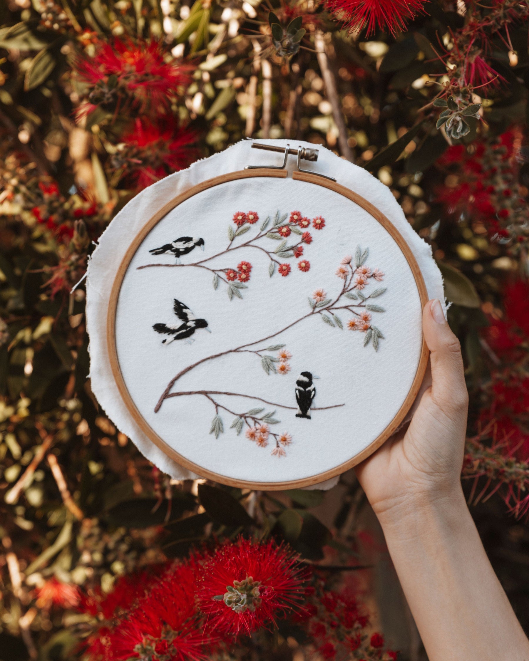 Spring Magpies Embroidery Kit